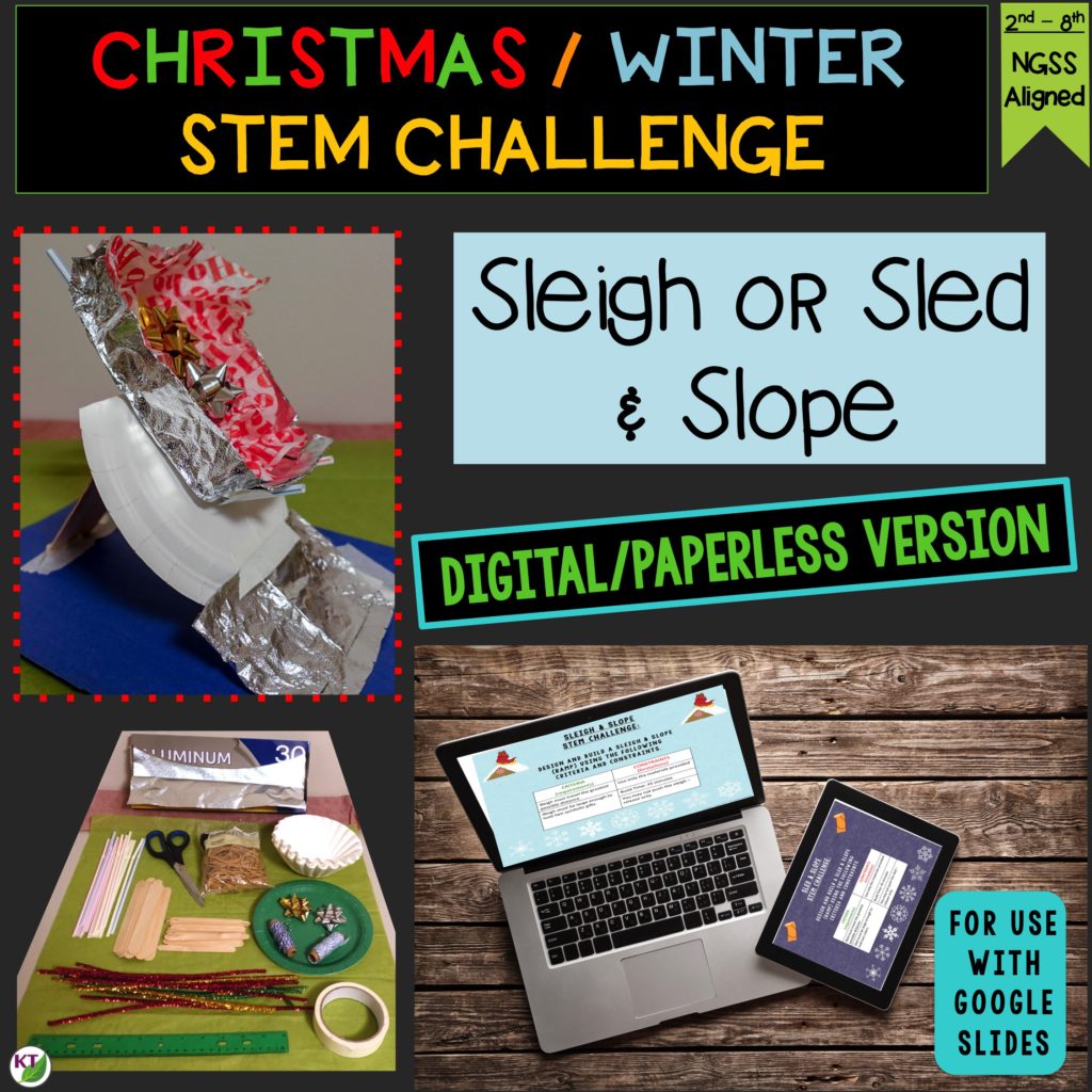 Sled (or Sleigh) and Slope Winter STEM Challenge Paperless - STEM ...